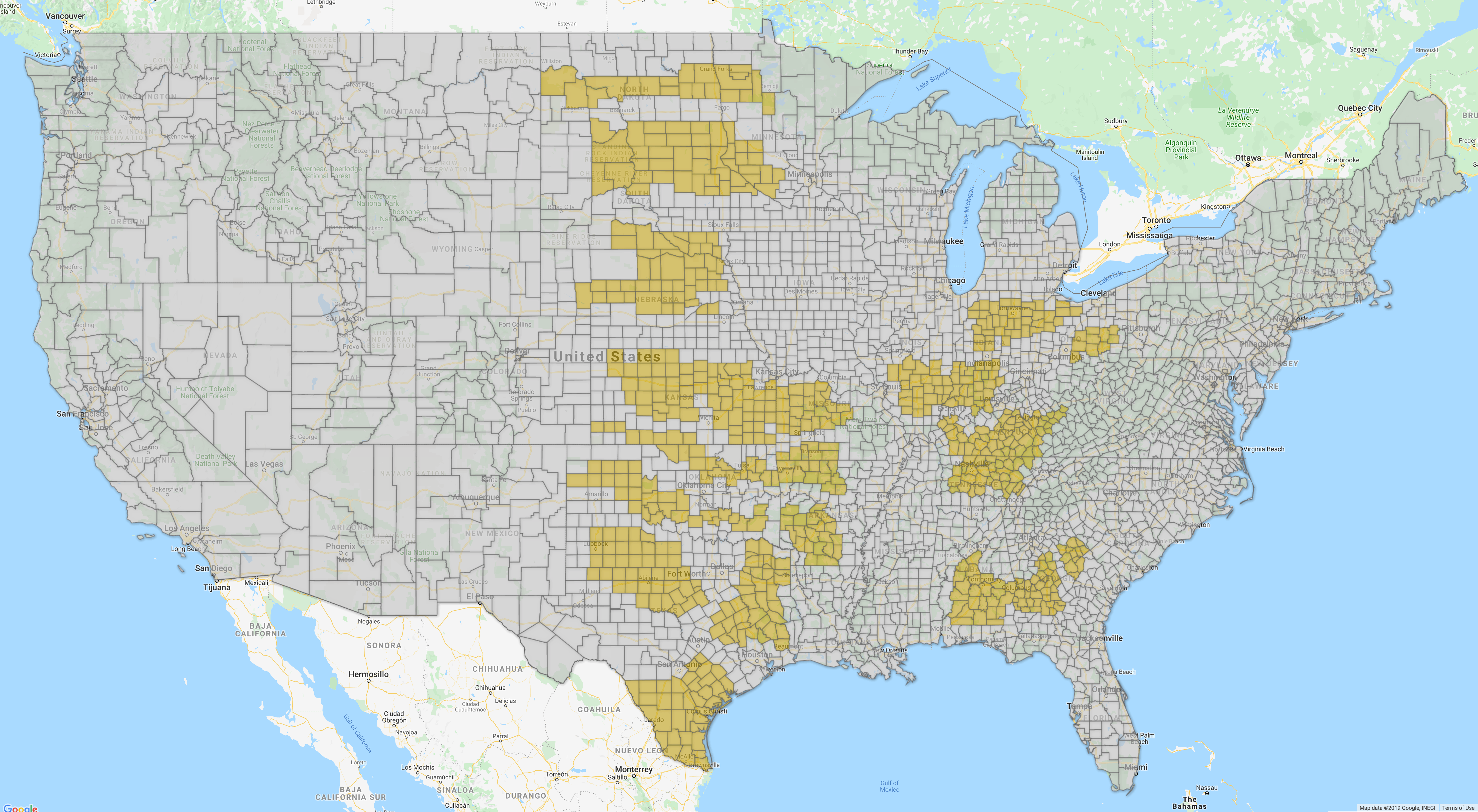 Map of Counties Remaining To Visit